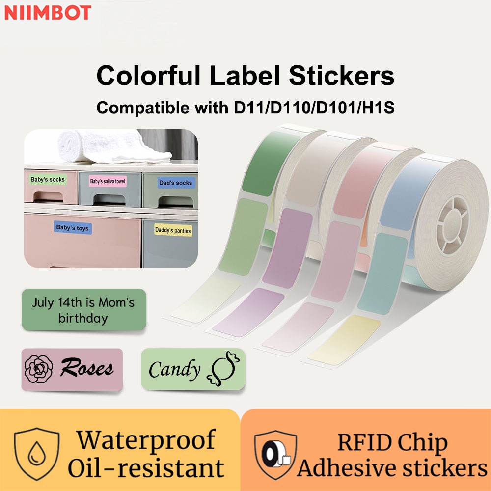 NIIMBOT D11/D110/D101/H1S Colorful Solid Color Label Printer Self ...