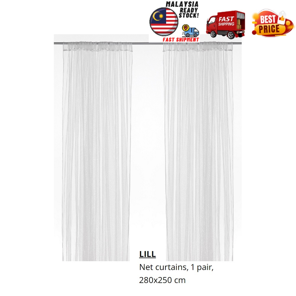 MINIKEA [1pair][280x250cm] White Sheer Net Curtains . Translucent Sheer ...