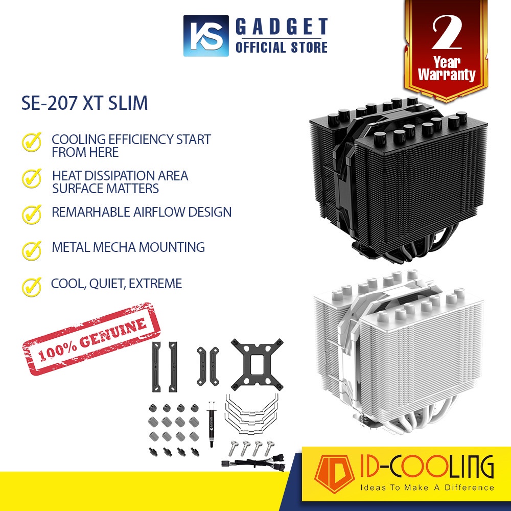 ID-COOLING SE-207-XT Slim CPU Cooler - (Snow / Black) | Shopee Malaysia