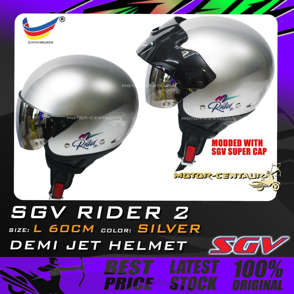 TOPI KELEDAR SGV HELMET RIDER 2 II SILVER SIZE: L 60CM SIRIM APPROVED | Shopee Malaysia