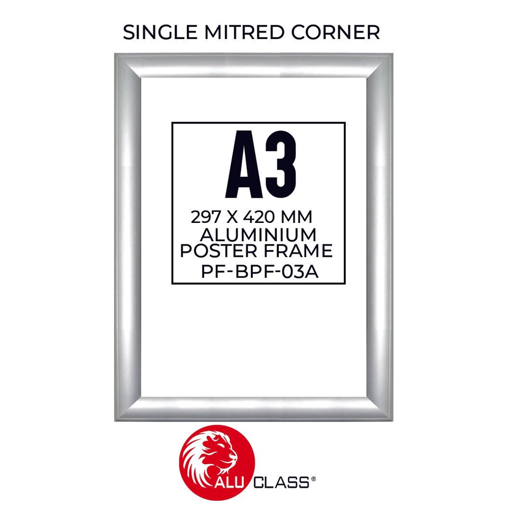 ALUMINIUM A3 SNAP POSTER FRAME SINGLE MITRED CORNER PF-BPF-03A ALUCLASS ...