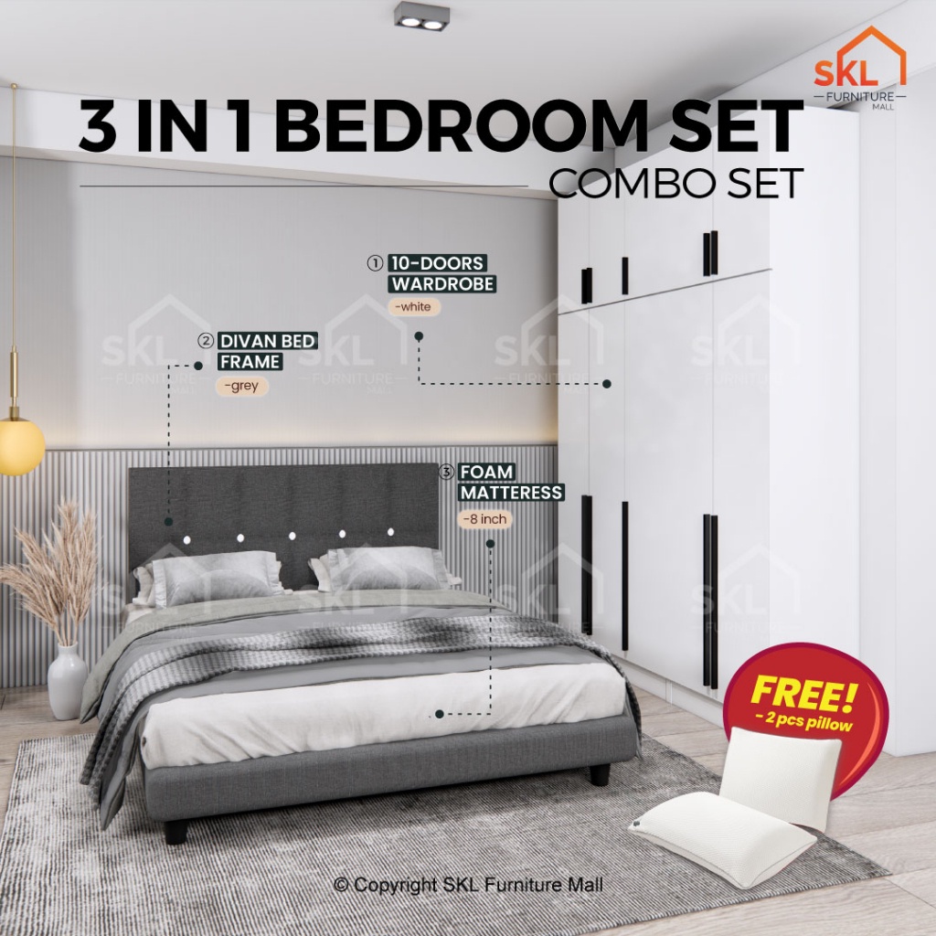 [FREE DELIVERY] Bedroom Set /Tilan /Set Bilik Tidur/Almari Baju/Katil ...