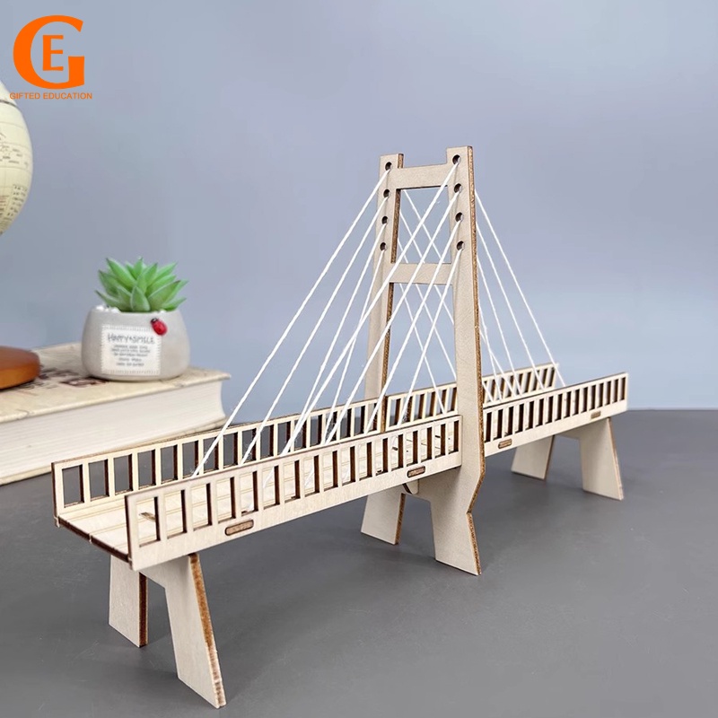 GIFTED EDUCATION DIY Bridge Model Cable Stayed Bridge Children Assembly ...