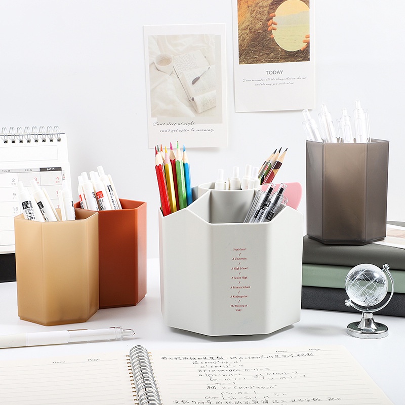Hexagonal Large Capacity Pen Container Multifunctional Rotating ...