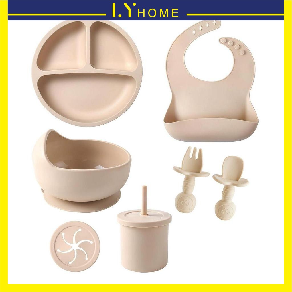 6Pcs Baby Silicone Dining Feeding Set With Suction Bekas Makanan Bayi ...