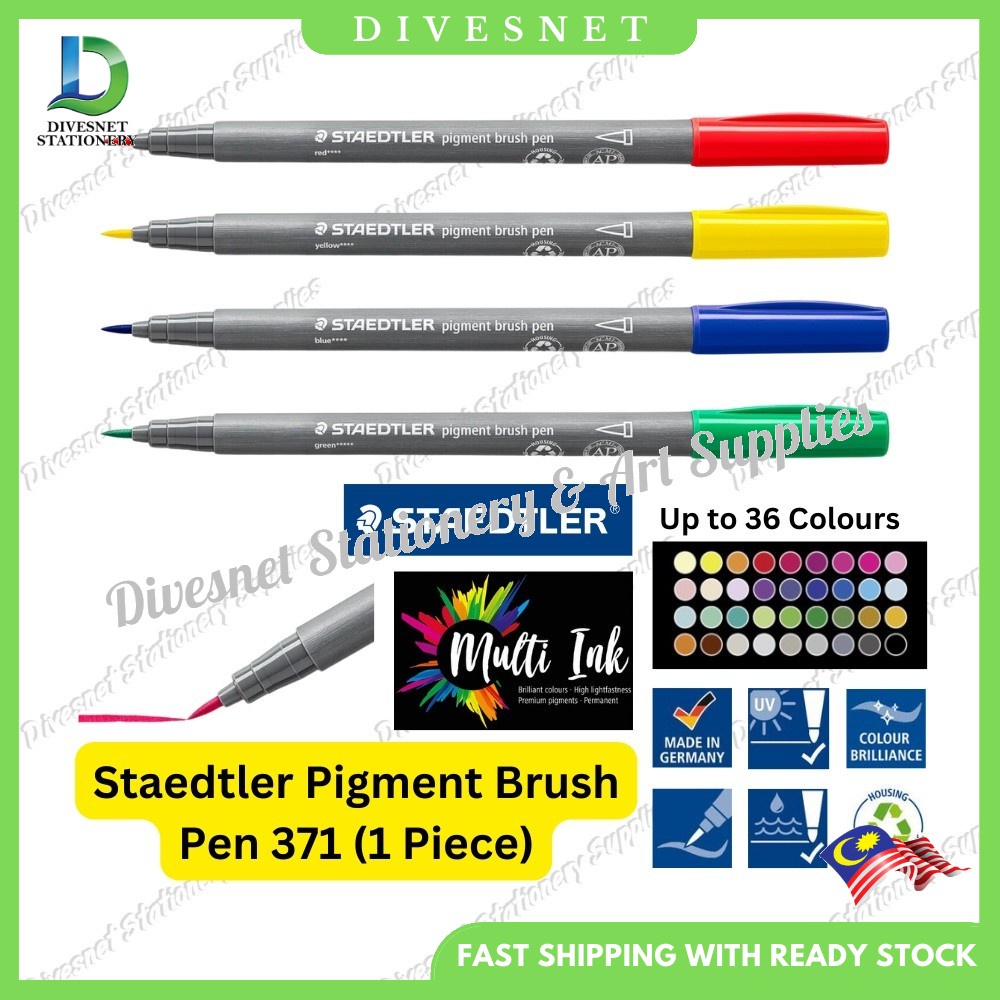 Staedtler Pigment Brush Pen 371 Pen Berus Pigmen 颜料画笔 (1 Piece ...