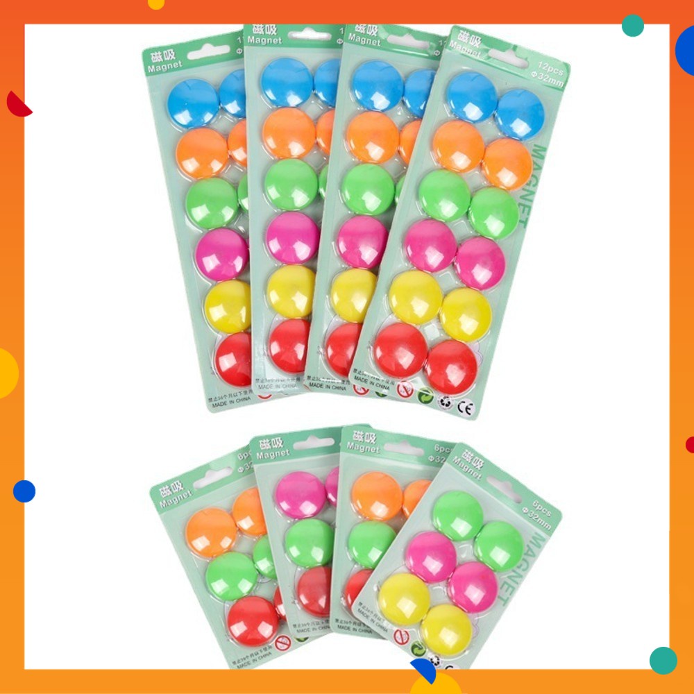 6/12 Pcs Colorful Magnetic Magnet Round Circle Fridge Refrigerator ...