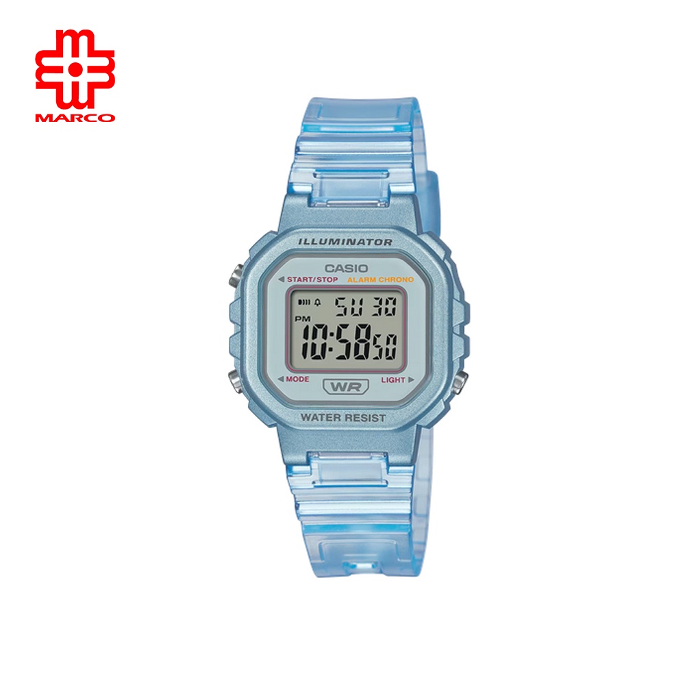 Casio General LA-20WHS-2A Digital Blue Translucent Resin Band Kids ...