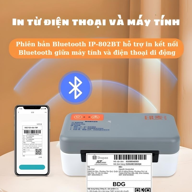 Thermal Printer Ip 802 Bluetooth Connection A7 Size 203dpi Resolution E Commerce Order