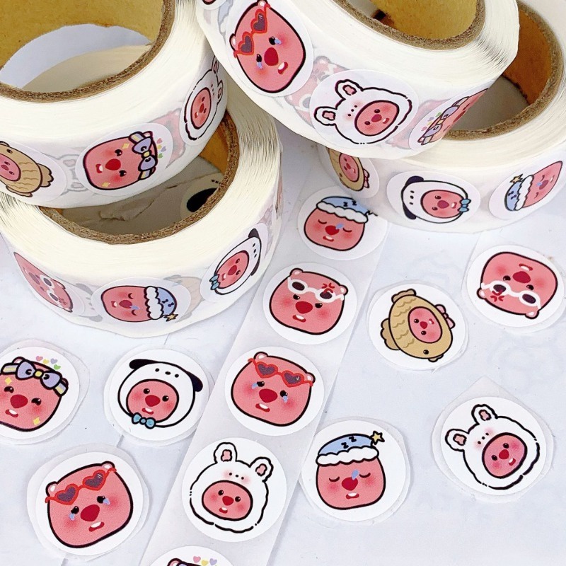 500PCS / Roll Korean Cartoon Cute Little Beaver Loopy Stickers ...