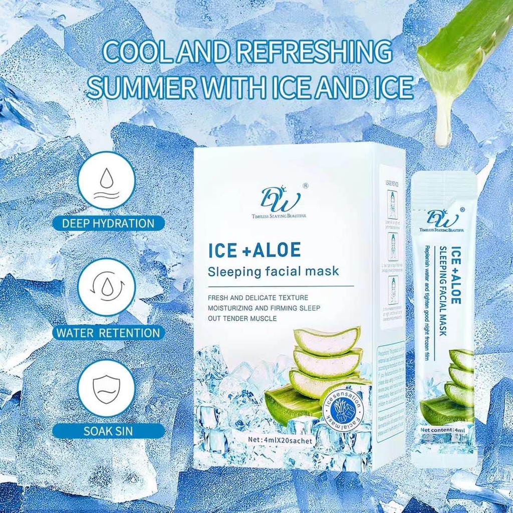 CHAINSTORE DW 20pcs/Box Sleeping Mask ICE AGE ICE+ALOE Gentle And ...