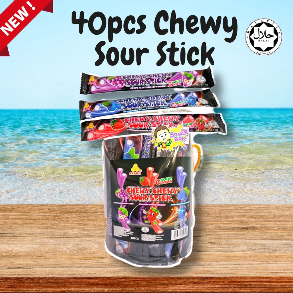 40pcs Sanwa Mixed Chewy Chewy Sour Stick / Mcm Batang Kali | Shopee ...
