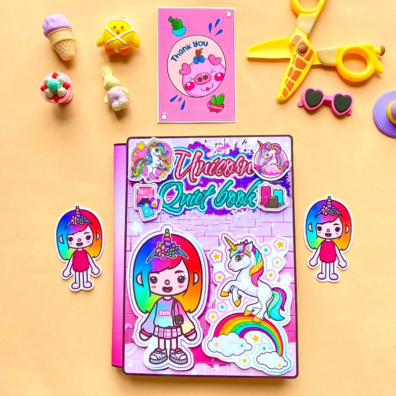 Toca Life World Quiet Book Unicorn paper doll paper doll house princess ...