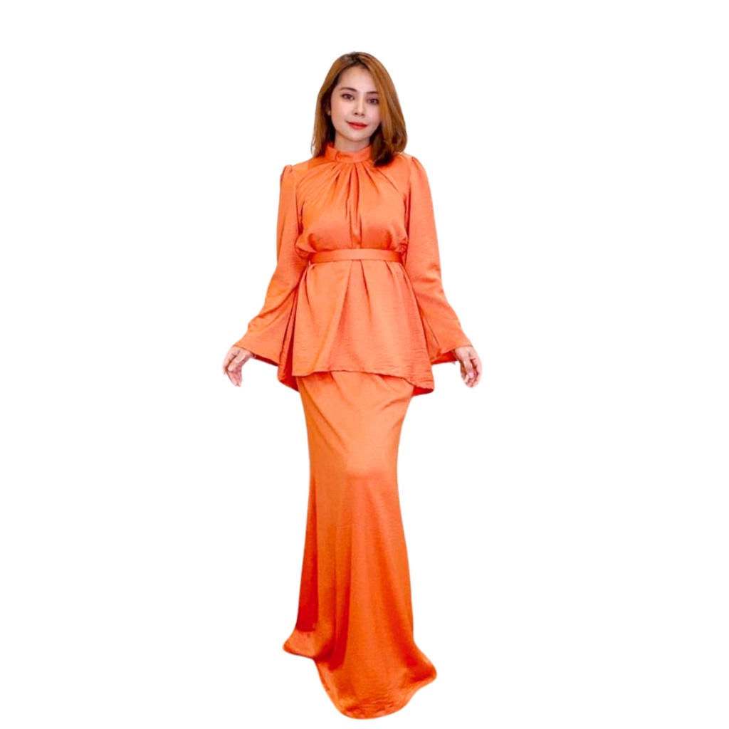 Cik Intan Kurung Fishtail Brick Orange | Shopee Malaysia
