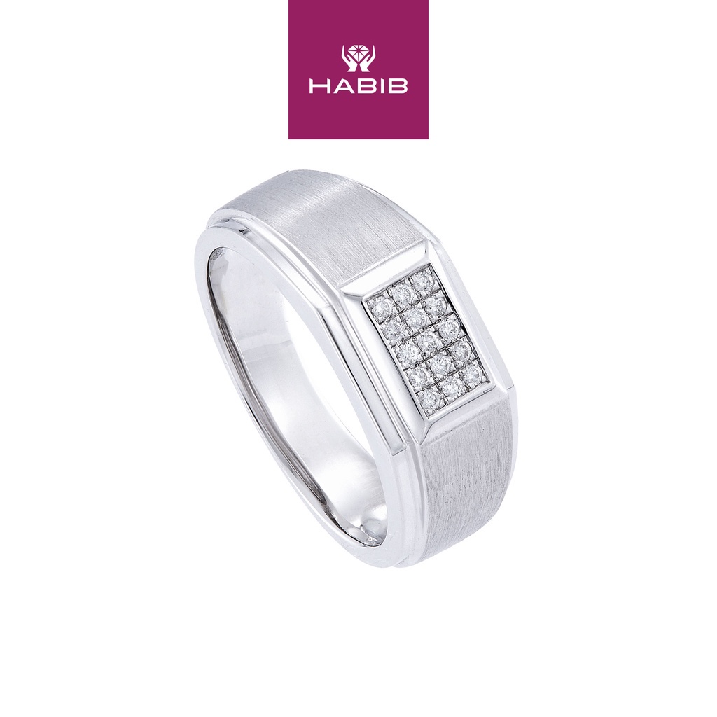 HABIB Round Cut and Diamond Grooved Men's Ring in 925 Silver Palladium ...