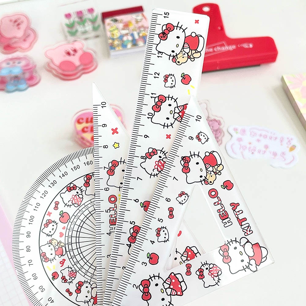 4pcs Hello Kitty Ruler Melody Kuromi 15cm Acrylic Straightedge Cute ...