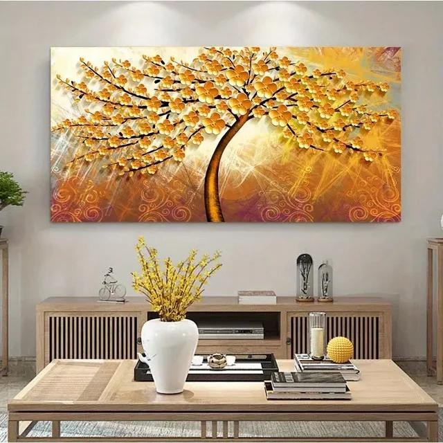 Wall Art Modern Golden Fortune Money Tree Canvas Wall Art - Simple ...