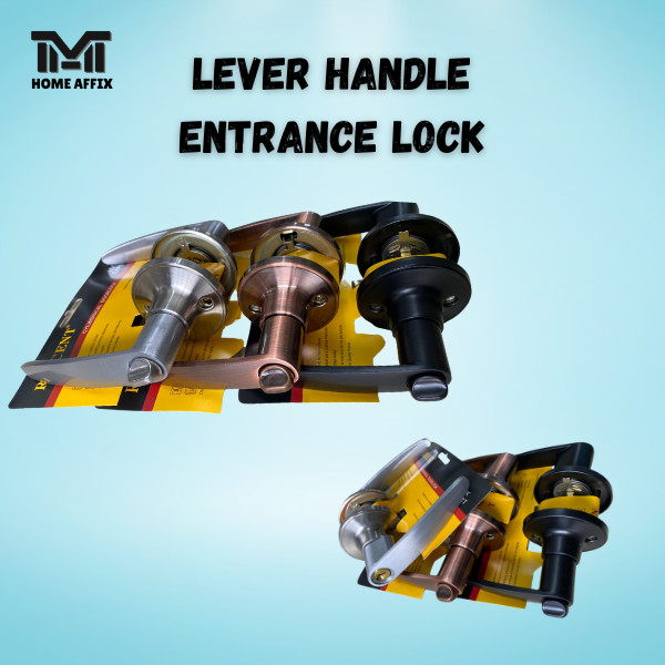 HEAVY DUTY TUBULAR LEVER HANDLE ENTRANCE LOCK SET with Adjustable Latch ...