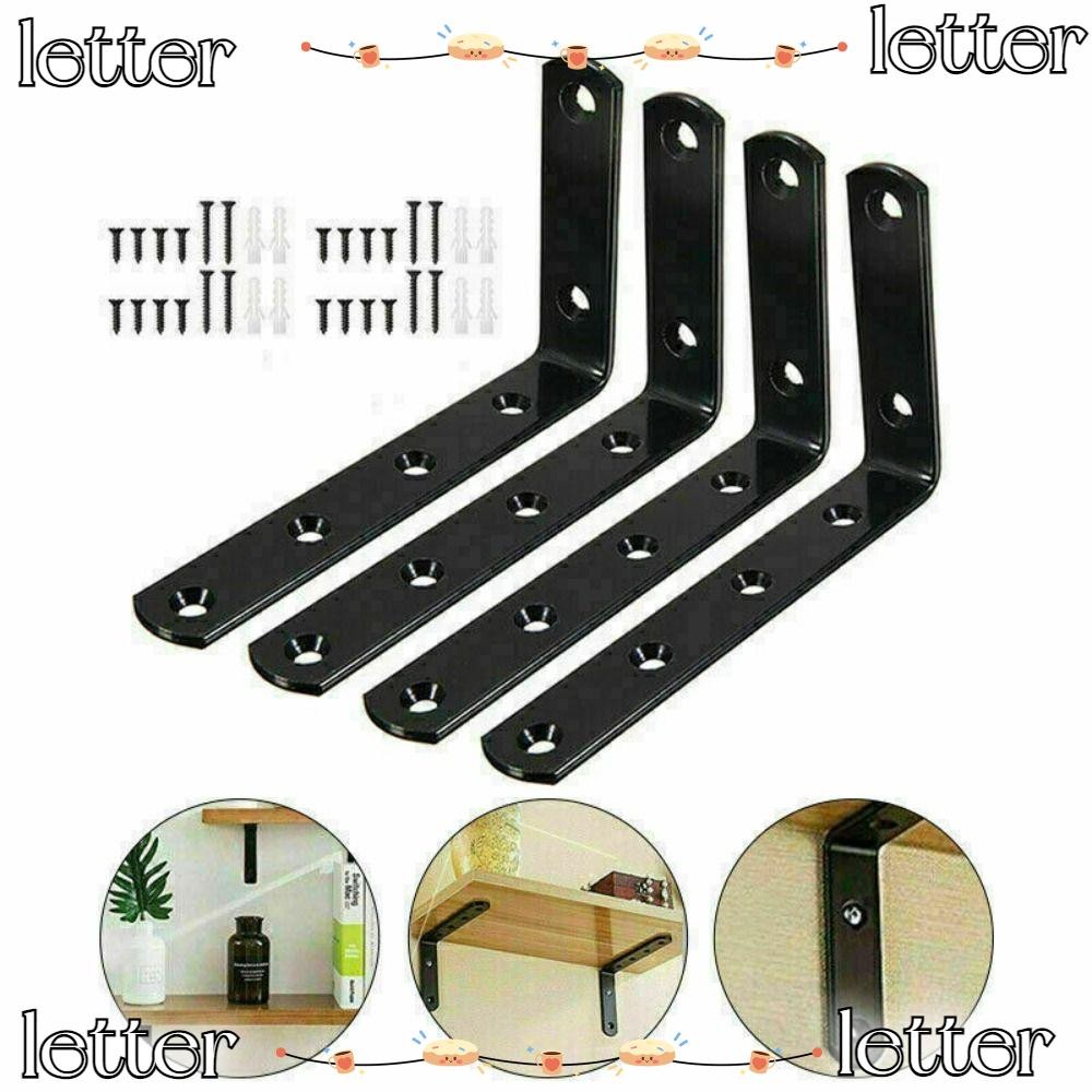 LETTER 4Pcs L Shaped Shelf Bracket, Heavy Duty Black Wall Mounted Shelf ...