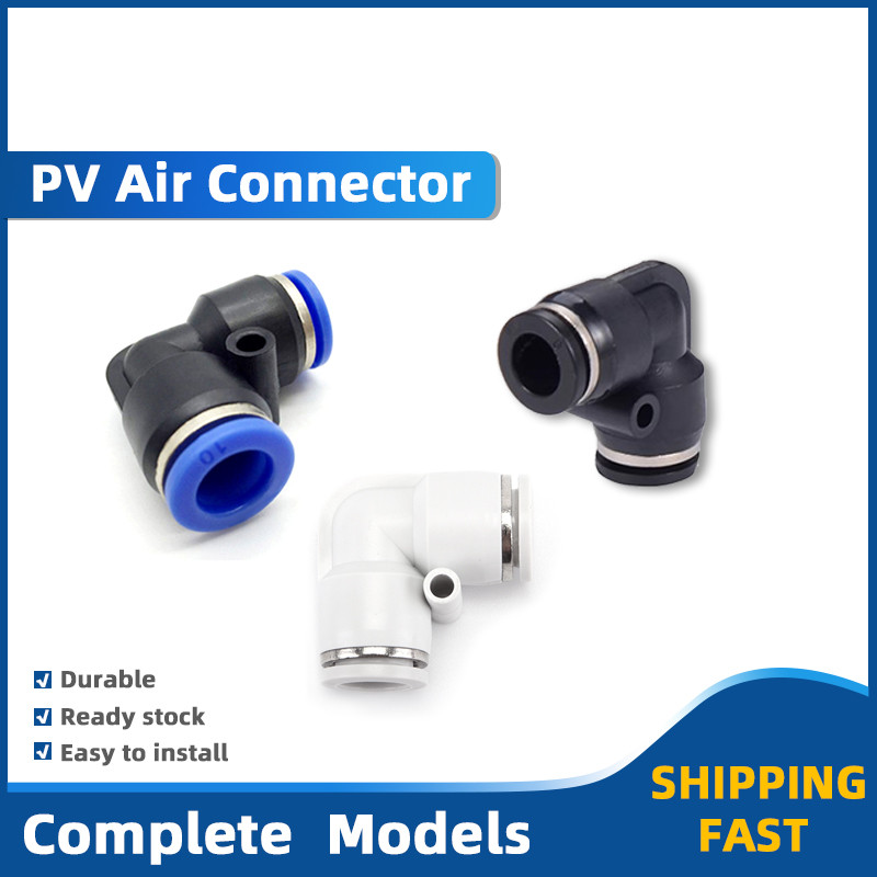 PV Pneumatic Fitting Elbow 4mm 6mm 8mm 10mm 12mm Air Hose Plastic Quick ...