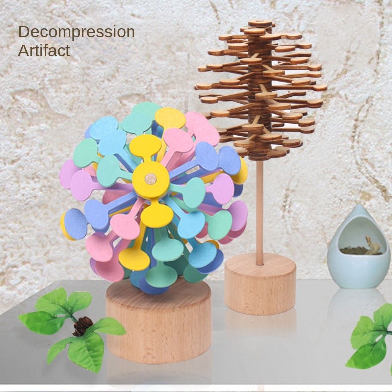 Wooden Rotating Lollipop Fibonacci Creative Ornament Stress Relief Toy ...