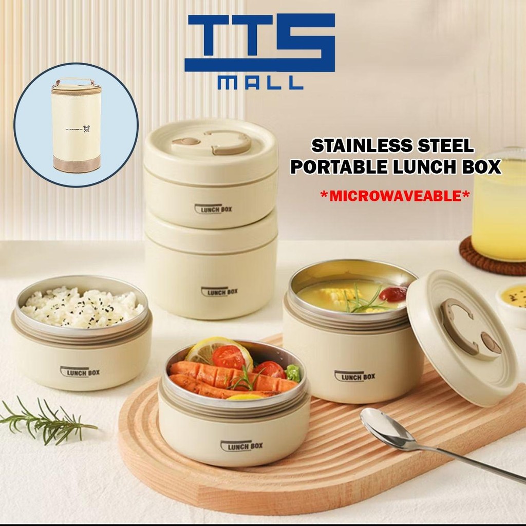304 Stainless Steel Lunch Box Round Microwaveable Insulated Food ...