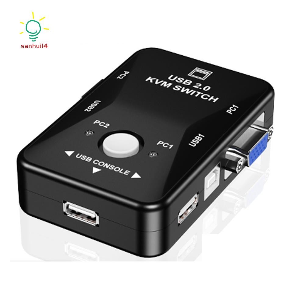USB 2.0 KVM Mouse Switcher Keyboard VGA Splitter Box Sharing Switch USB ...