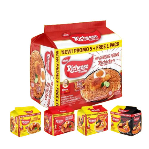 Nabati Richeese Instant Noodle 5+1pcs (Spicy Cheese Soup Ramen/ Spicy ...