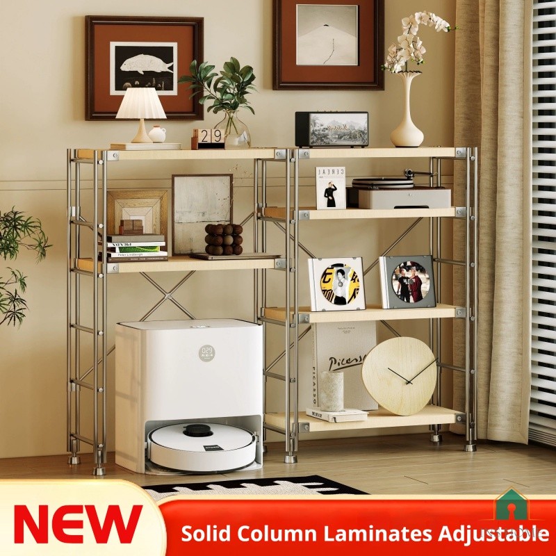 Minimalist Solid Wood Kitchen Storage Rack Adjustable shelf Display ...