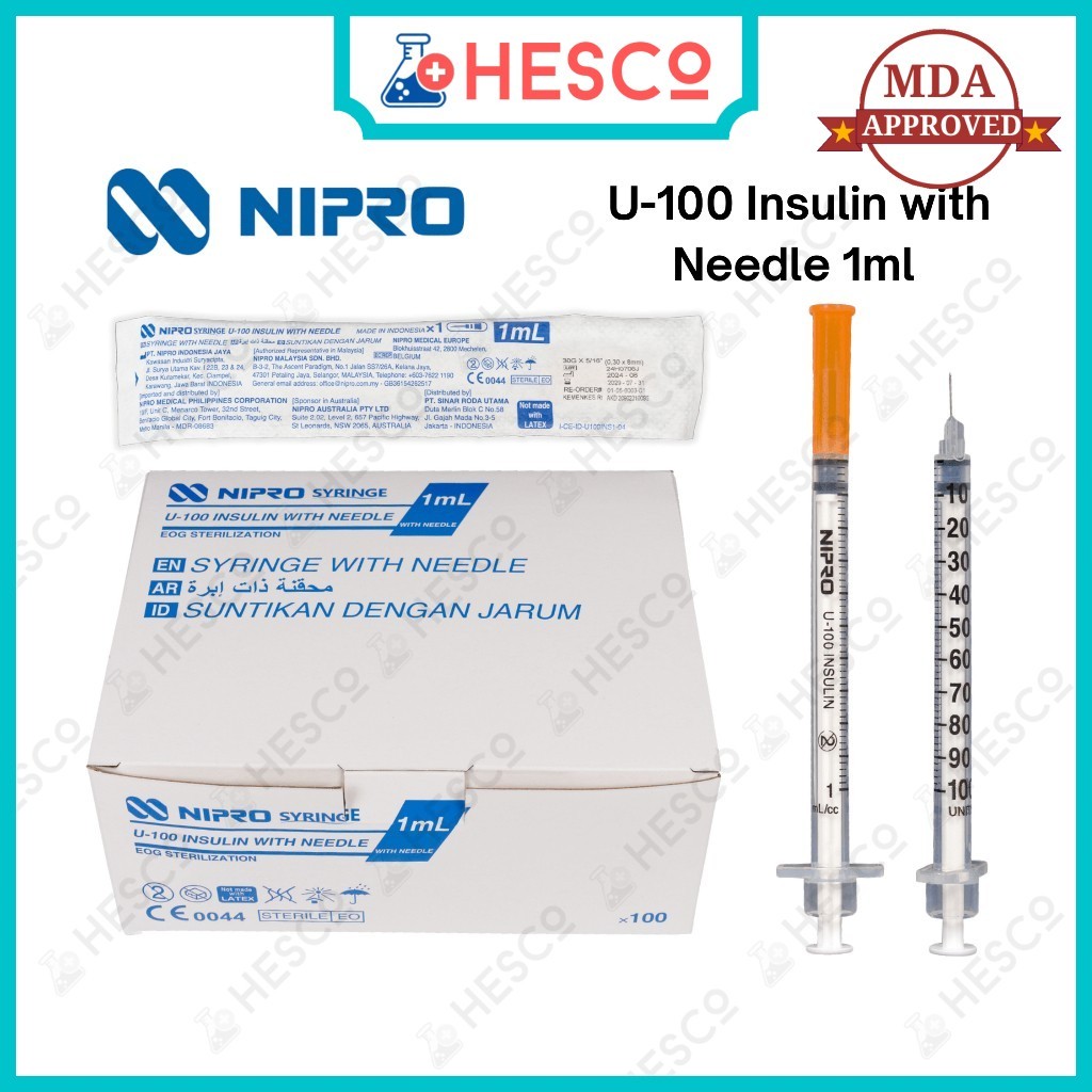 Jarum Insulin Needle Syringe Picagari 1ml Sterile Type1 & 2 Diabetes U ...