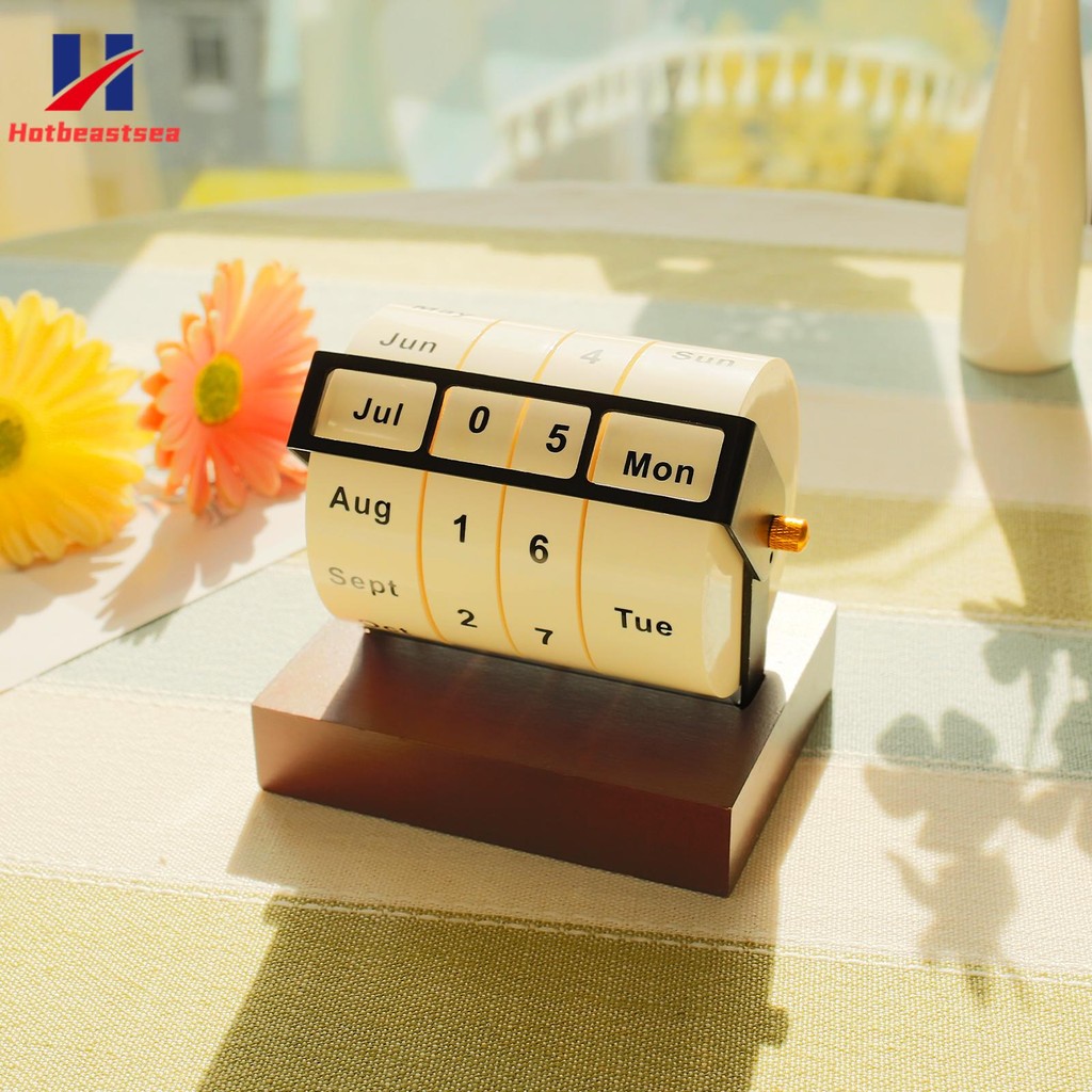 Rotary Desk Calendar Display Clear Large Desktop Wheeling Calendar with ...