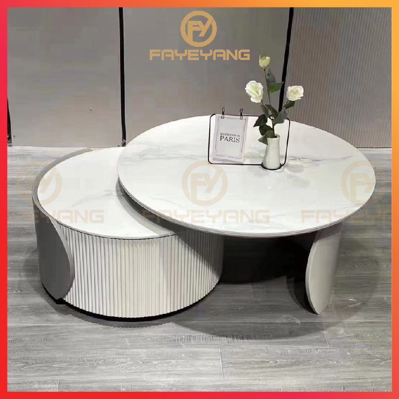 Fayeyang 2in1 Coffee Table Sintered Stone Ceramic Round Table Marble ...