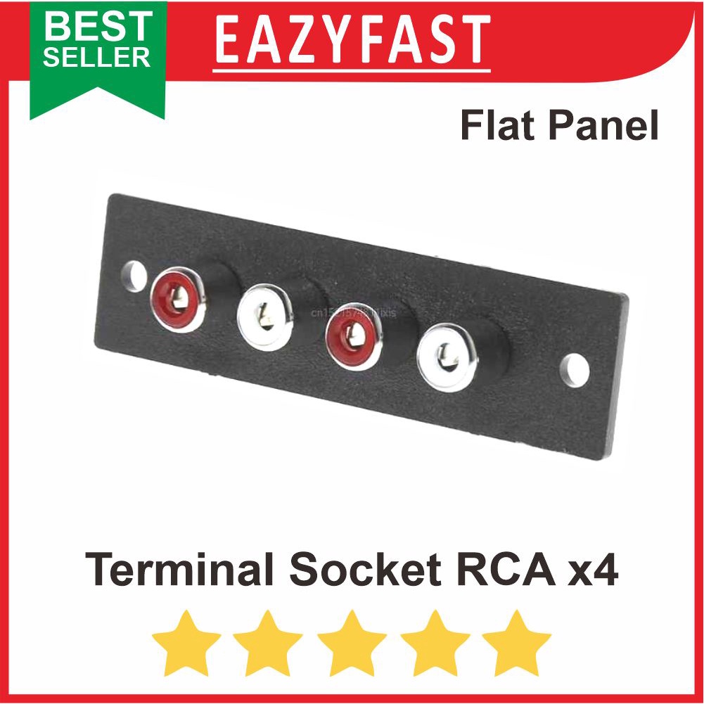 Rca Female Socket 4x Terminal Panel 4 Way Pin Foot Dual Audio Stereo ...