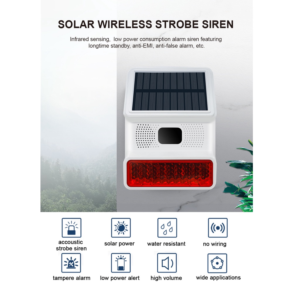 Daytech 100dB Solar Powered Waterproof Wireless Battery Siren with ...