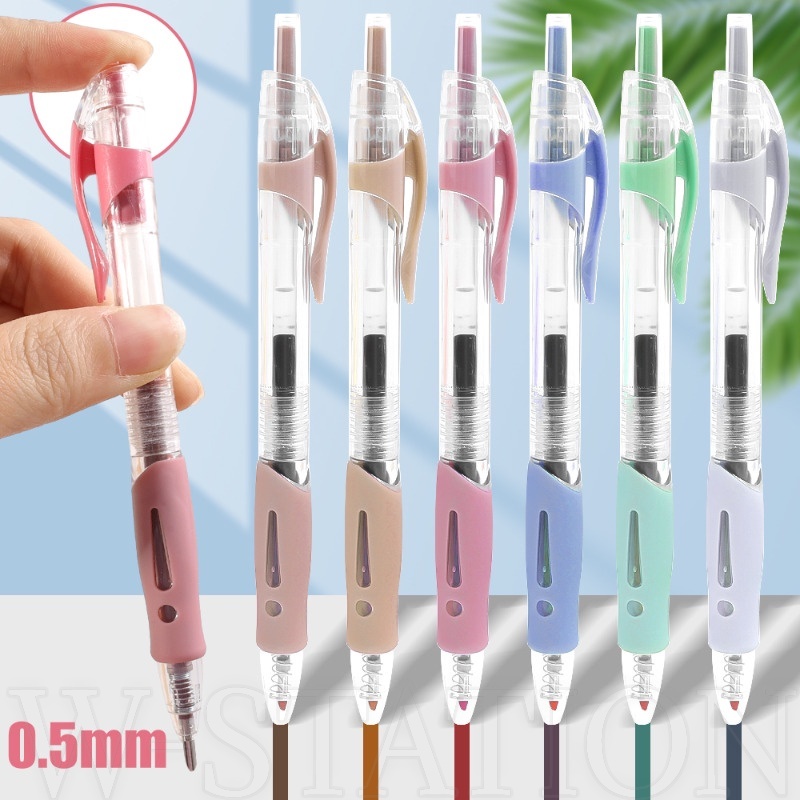 Retro Colored Ink Press Gel Pen / 0.5mm Smooth Quick Drying Colorful ...
