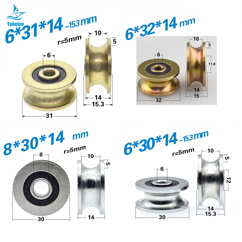 U-shaped Groove rolling Wheel R5 Track guide Wheel with Groove bearing ...