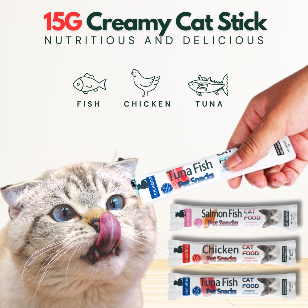Wholesale Cat Snack Stick food High Vitamin Creamy Cat Treat 15g ...