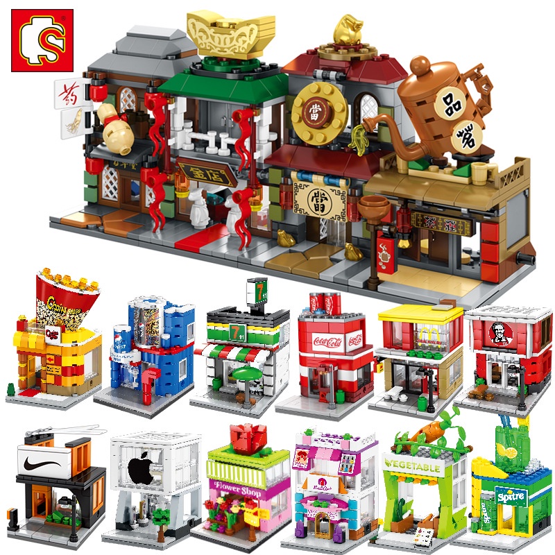 SEMBO Blocks Mini Store Model Bricks Food Famous Brand Micro Street ...