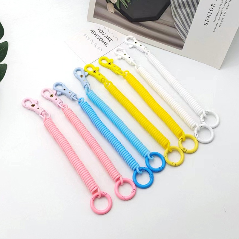 Plastic Spring Rope Jelly Color Key Chain Bag Card Holder Lanyard Key ...