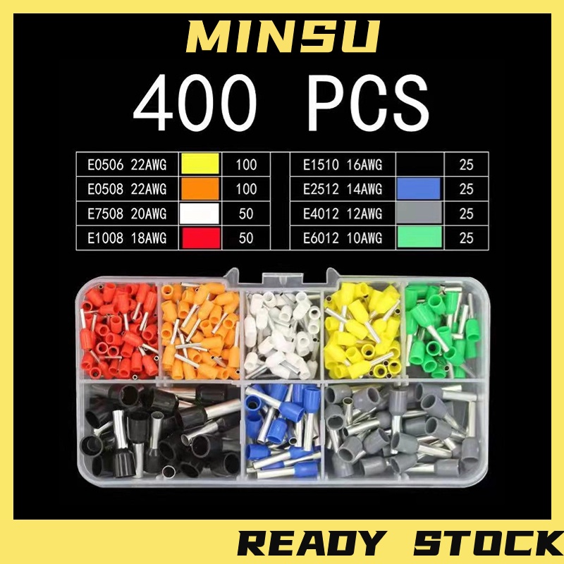 400pcs Tubular terminal suit Cold pressing Terminal blocks European ...