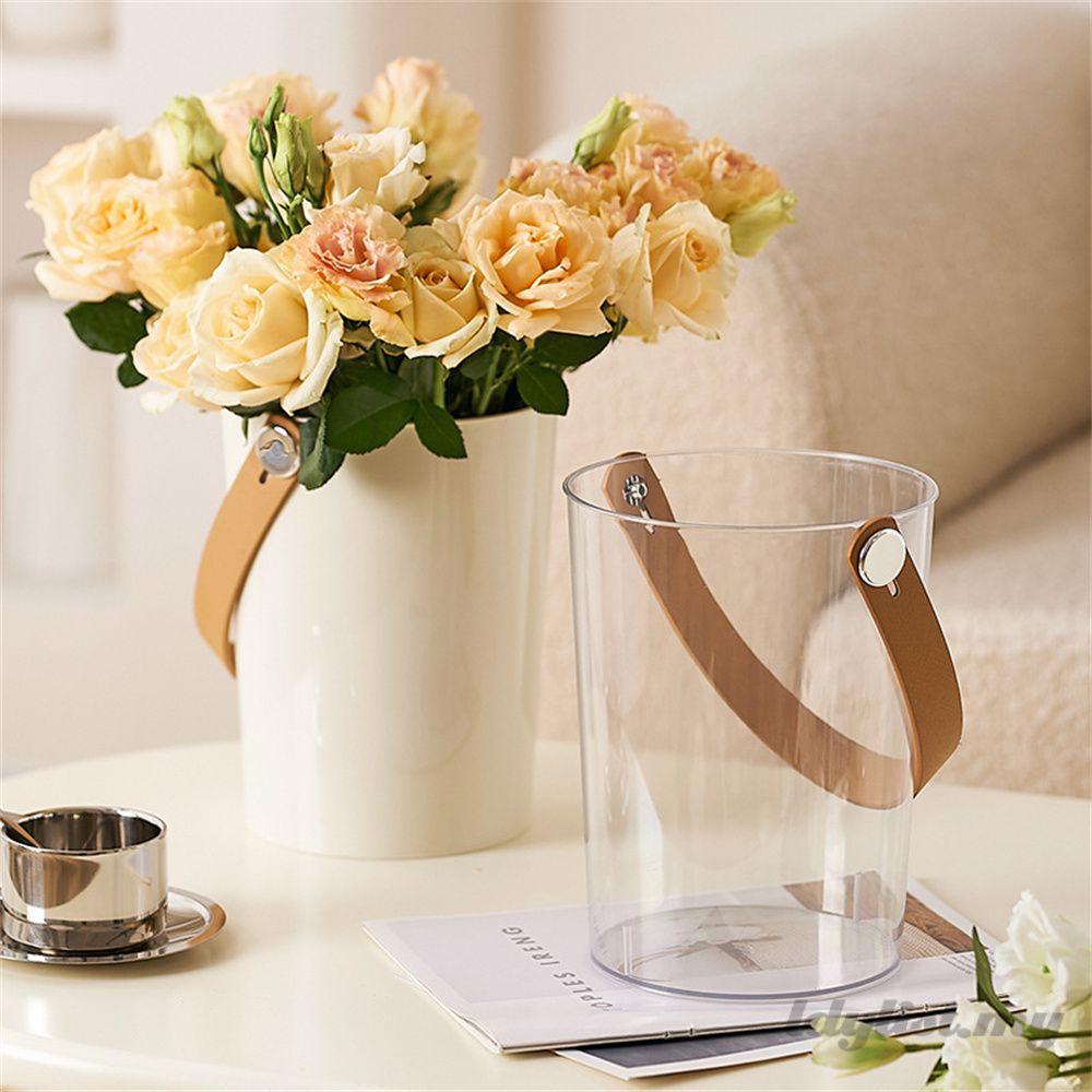 ღ Flower Bucket With Handle Hydroponic Flower Pot Rose Flower Storage ...