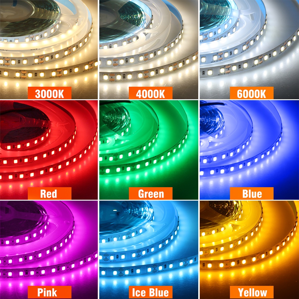 5M 10M LED Strip 12V 24V 120LEDs/m LED Lights High Brightness White/Red ...