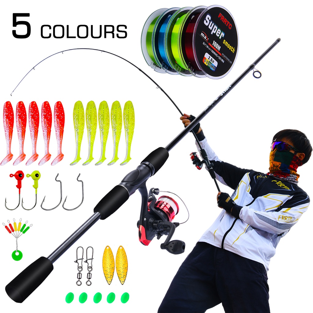1.65m/1.8m 2 Sections Spinning Fishing Rod with 5.2:1 Spinning Fishing ...
