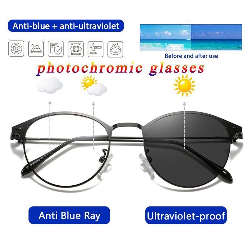 Photochromic Anti Radiation Glasses for Women Men Sun Adaptive Glass ...
