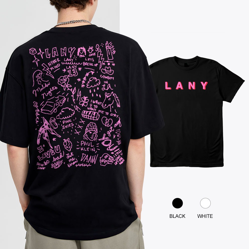 LANY SHIRT - DOODLE HAND DRAWN FRONT AND BACK FAN ART cotton tshirt ...