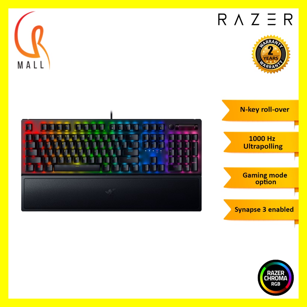 Razer Blackwidow V3 - Green/Yellow Switch Black Mechanical Gaming ...