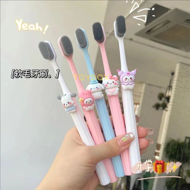 Sanrio Cartoon Toothbrushes Kawaii Anime Portable Travel Soft Bristle ...