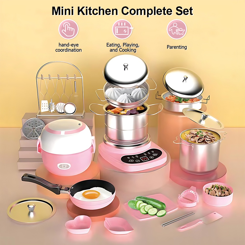 35 PCS Mini Kitchen Complete Cooking Set for Girls Kitchenware Set for ...