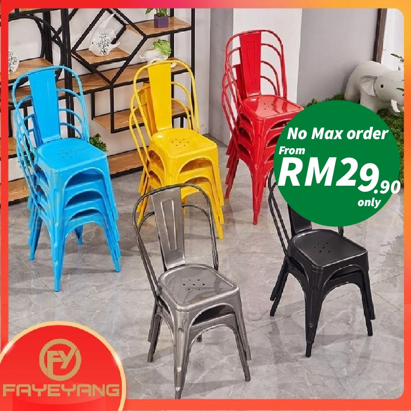 FAYEYANG Industrial Bar Chair Kerusi Makan Besi Cafe Bar Stool Cafe ...