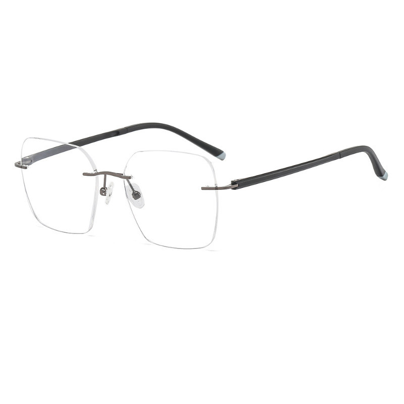 Ultra Light Frameless Spectacles Frame Metal Large Frame Eyewear Men ...